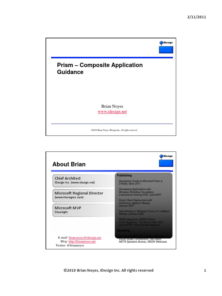 Prism - Composite Application Guidance: ©2010 Brian Noyes, Idesign Inc. All Rights Reserved ...