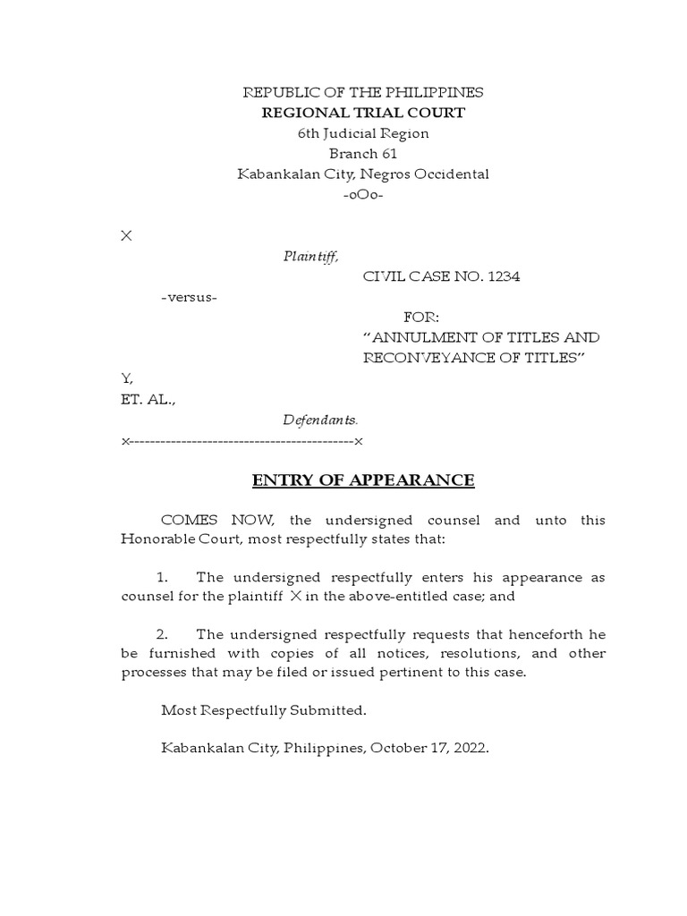 Entry of Appearance | PDF