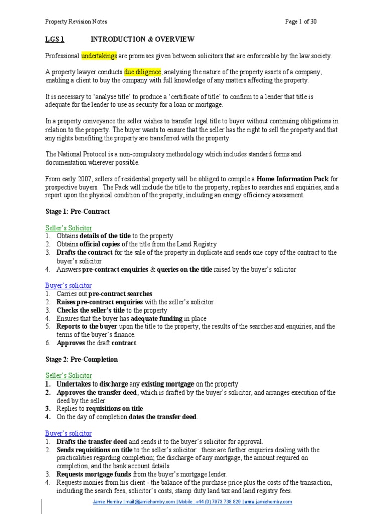 Property Revision Notes - FINAL | PDF | Conveyancing | Mortgage Law