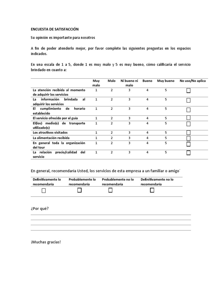 Cuestionario Satisfacción | PDF