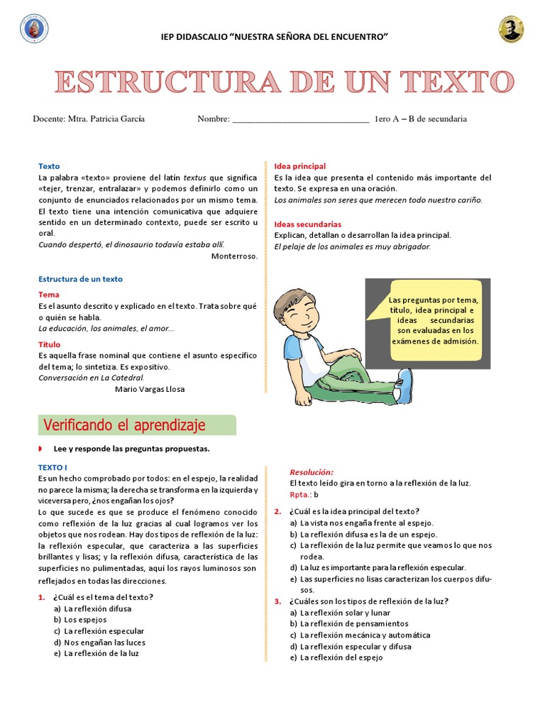 Estructura de Un Texto para Primer Grado de Secundaria | PDF | Helena ...