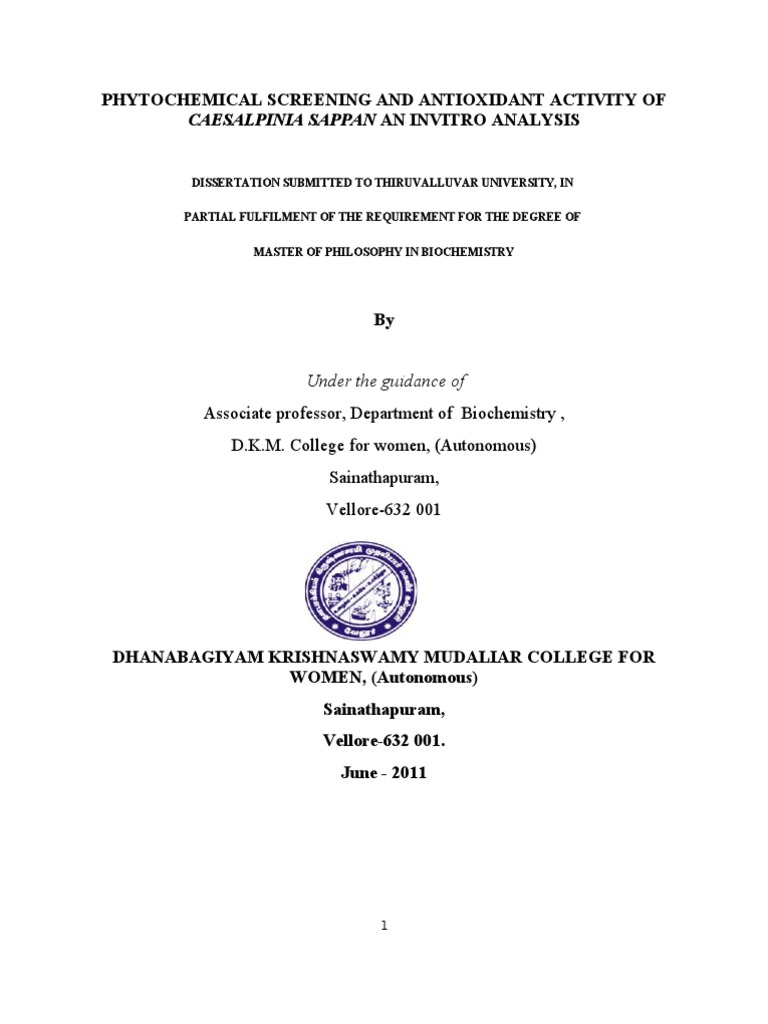 Mphil Bio-Chemistry Project | PDF | In Vitro | Liver