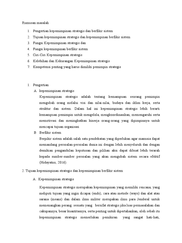 Kepemimpinan Dan Berpikir Sistem | PDF