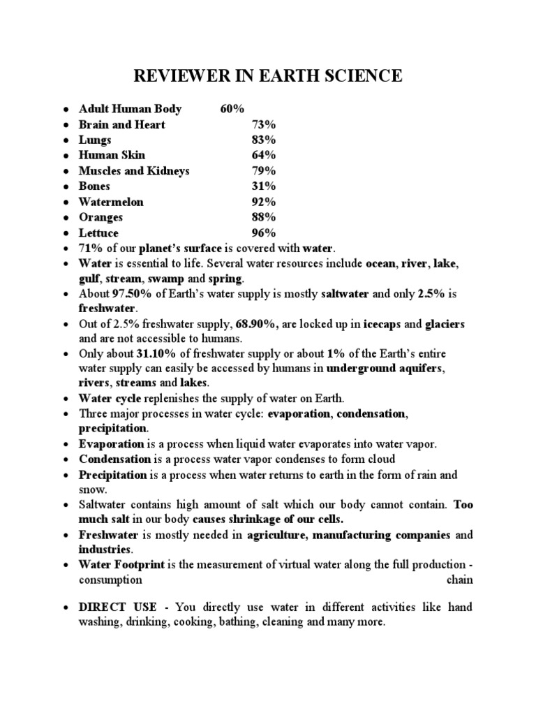 Reviewer in Earth Science | PDF | Water | Water Pollution