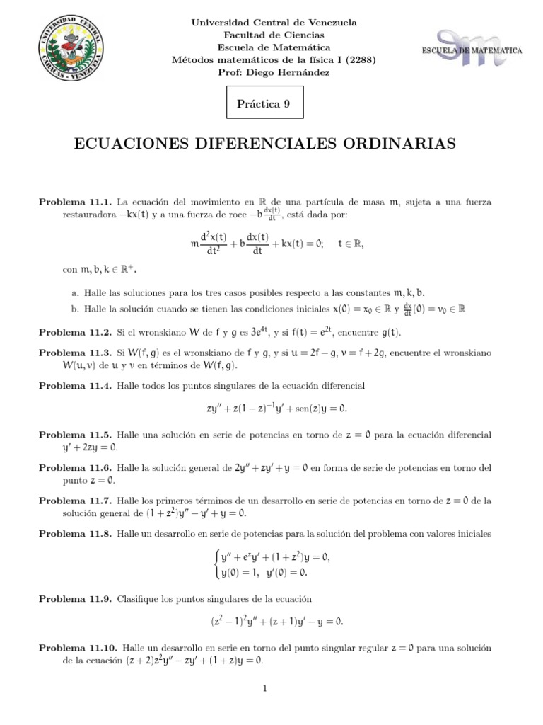 Ecuaciones diferenciales ordinarias: Problemas resueltos utilizando ...