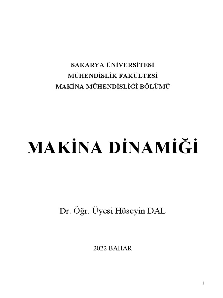 Hdal - Machine Dynamics Lecture Notes 2022 Draft | PDF