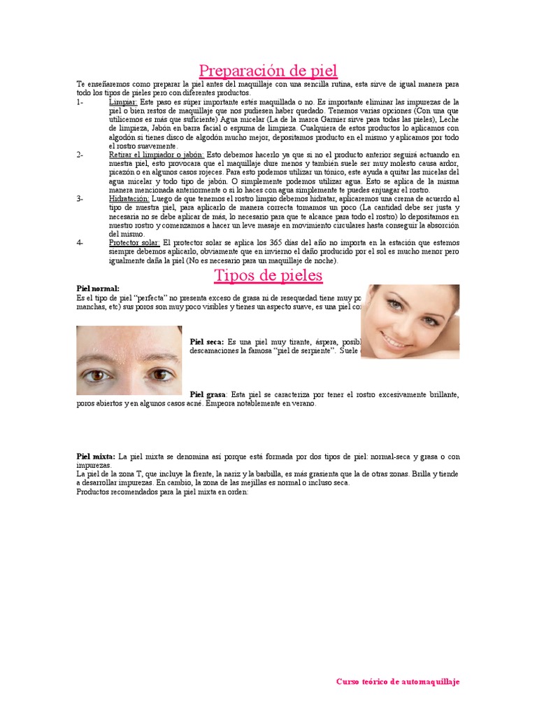 2 - Tipos de Pieles y Como Prepara La Piel Antes Del Maquillaje | PDF ...