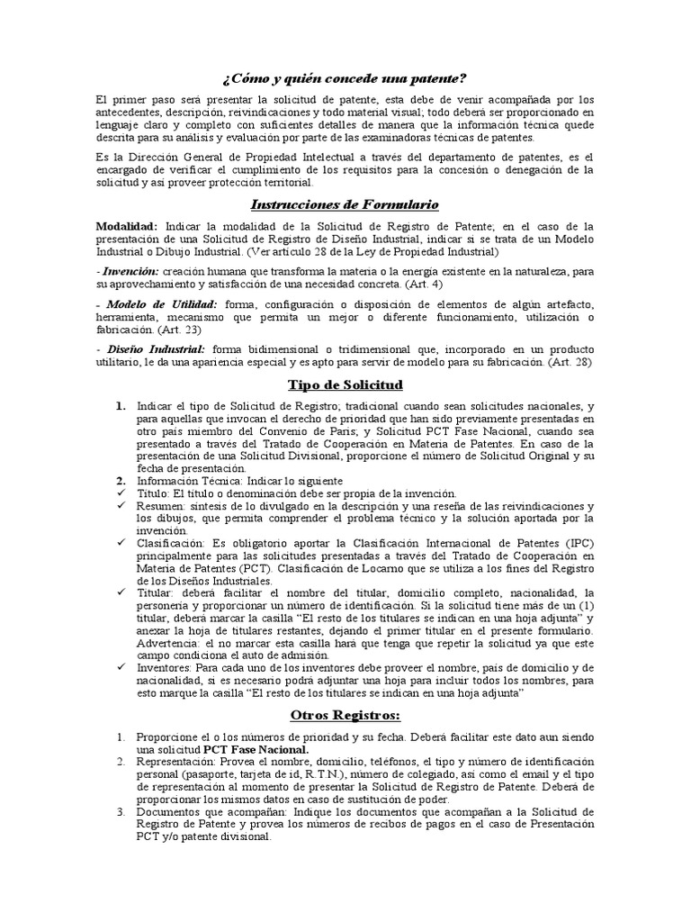 REQUISITOS Y PROCEDIMIENTOS REGISTRO DE PATENTES EN HONDURAS | PDF ...