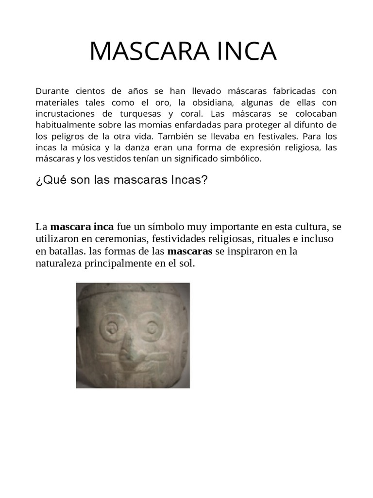 Mascara Inca 2 | PDF | Arte | Historia