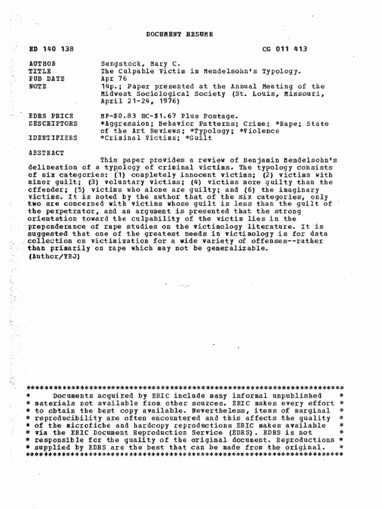 Typology of Victims | PDF