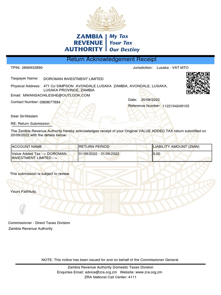 Return Acknowledgement Receipt | PDF | Finance & Money Management