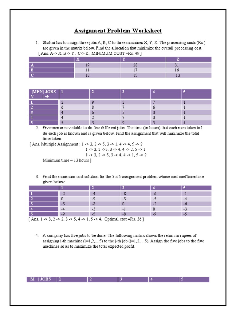 Question Sheet On Assignment Porblem | PDF | Computer Programming ...