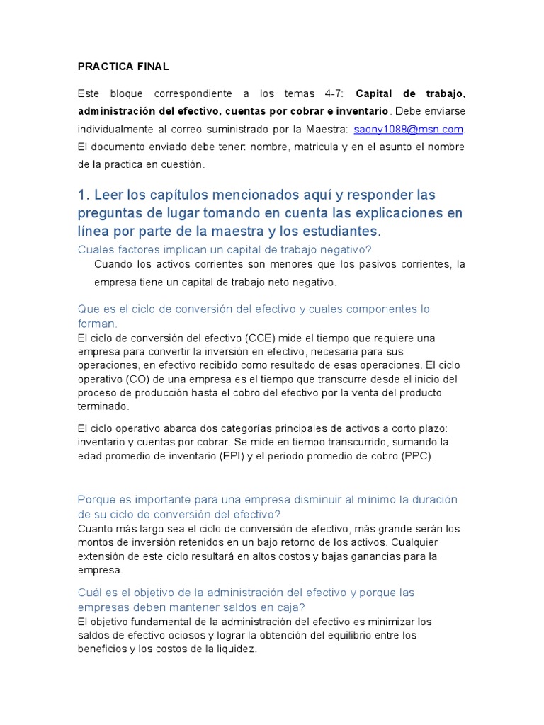 Practica Final | PDF | Inventario | Bancos