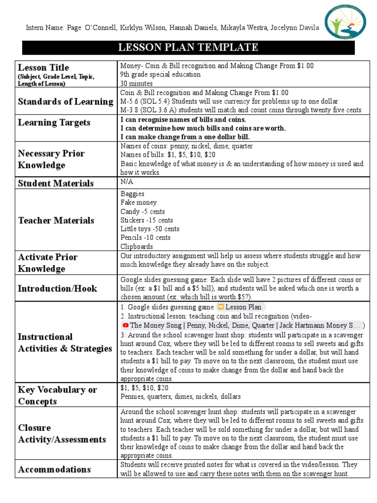 Money Recognition Sped Lesson Plan 2022 | PDF | Lesson Plan | Coins