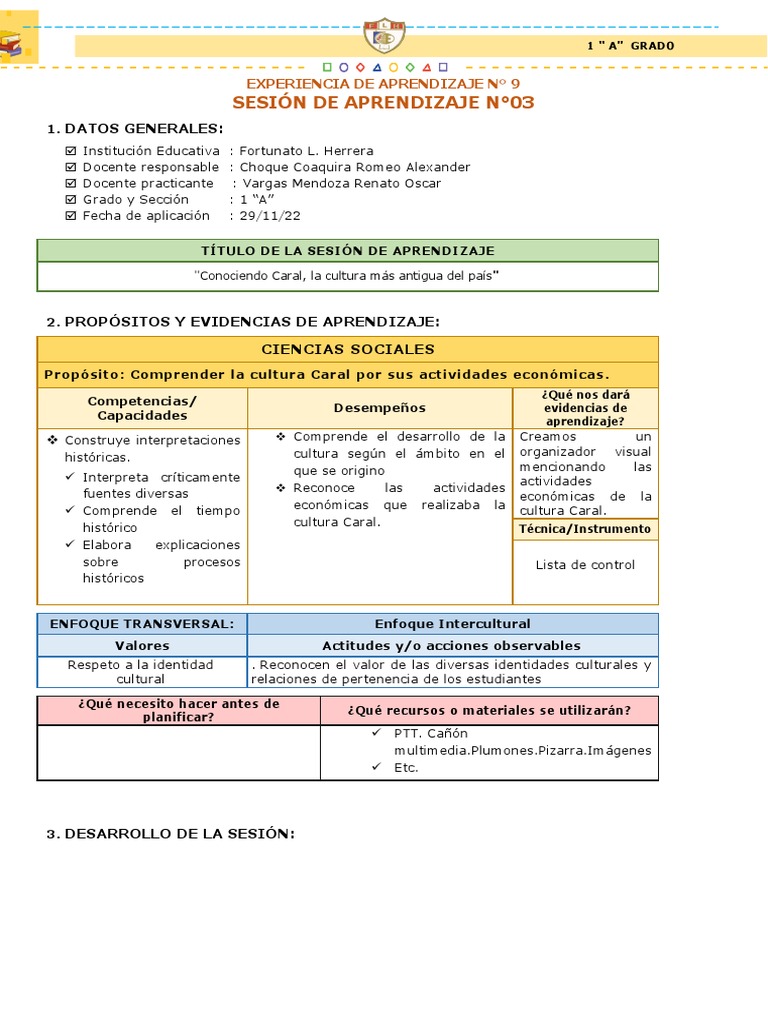 Sesión de Aprendizaje 3 - EXPE 9 | PDF | Aprendizaje | Maestros