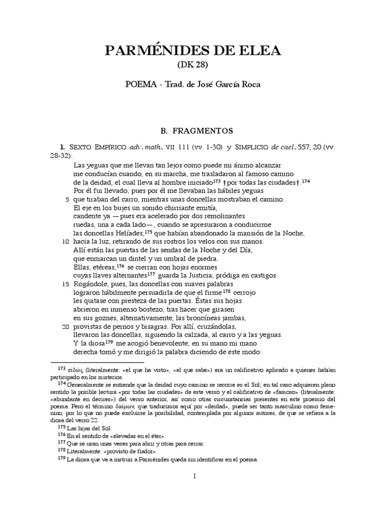 Poema de Parménides | PDF
