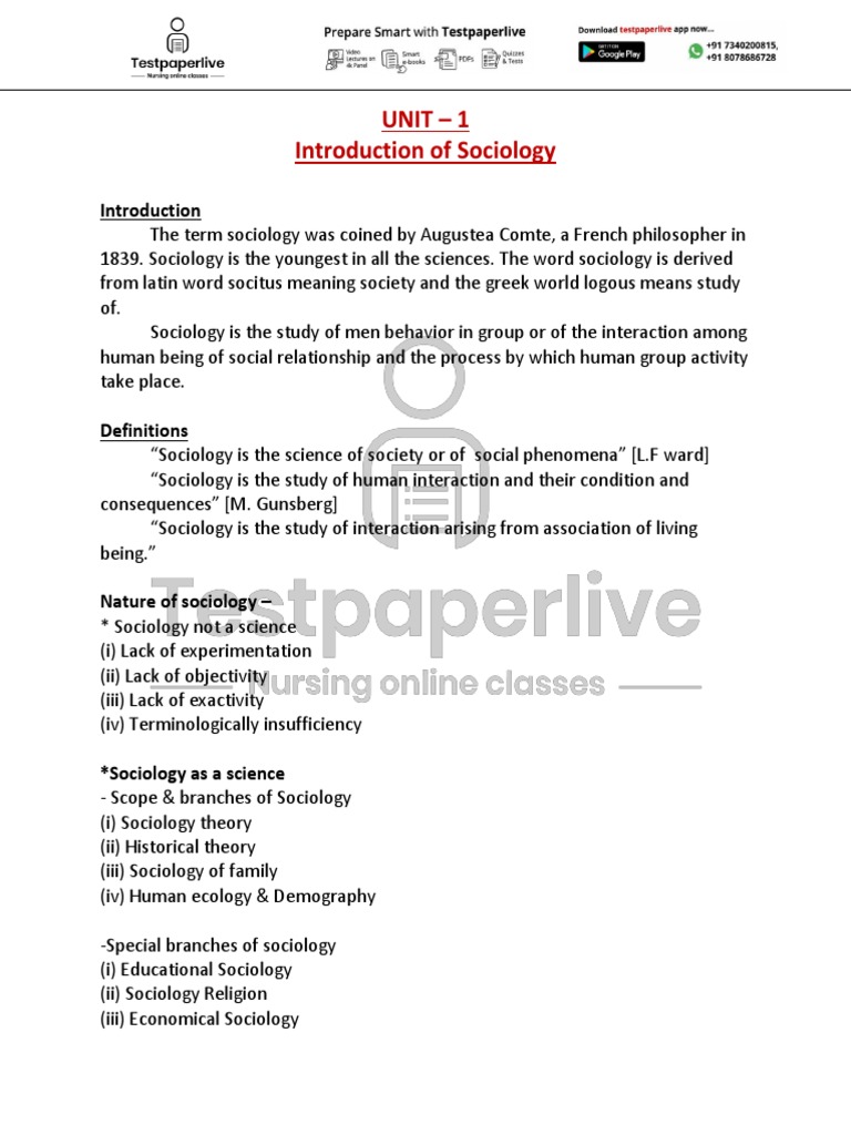 Sociology Notes | PDF | Sociology | Socialization