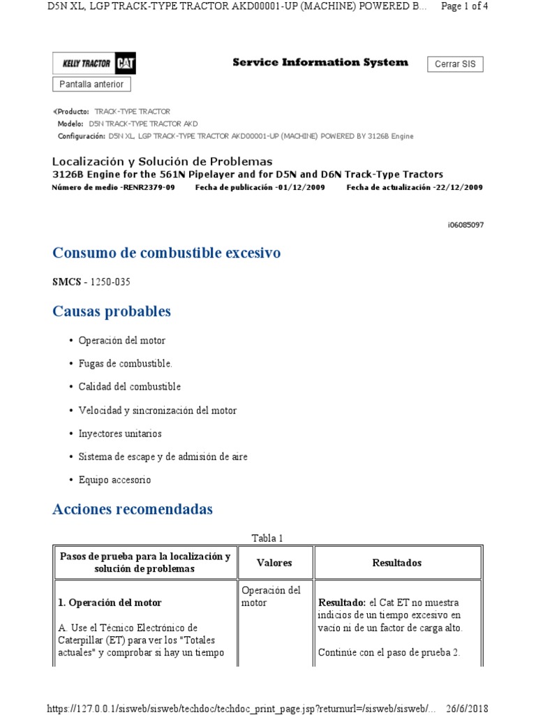 3126b Consumo De Combustible Excesivo Pdf Inyección De Combustible