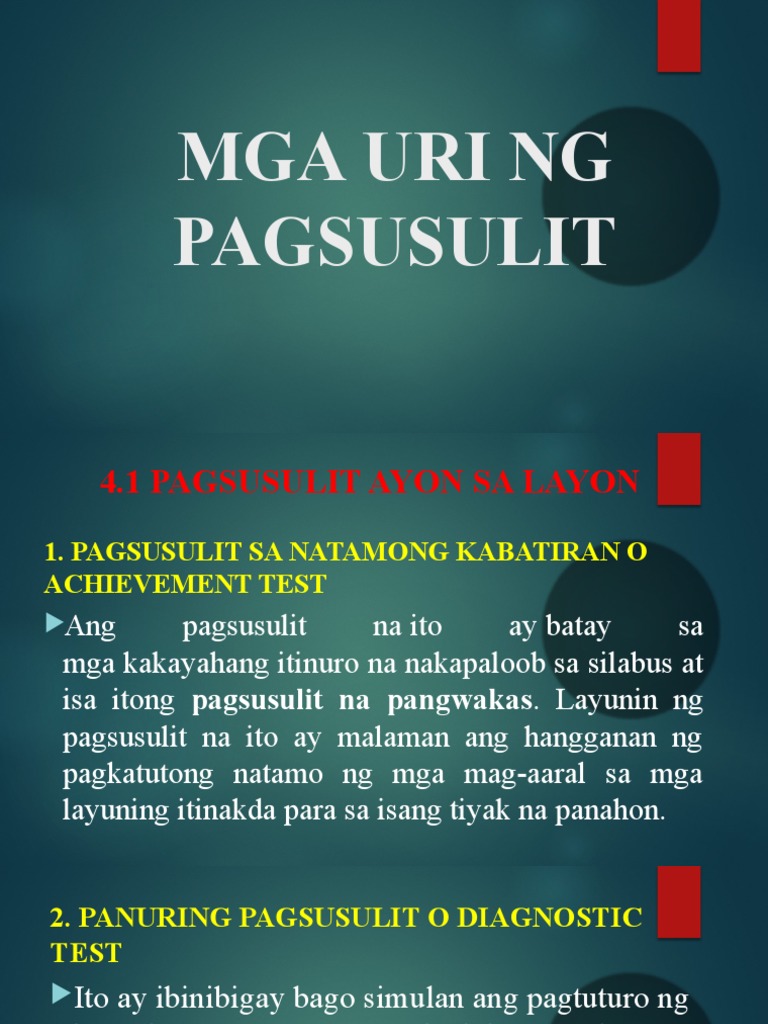 Uri NG Pagsusulit | PDF
