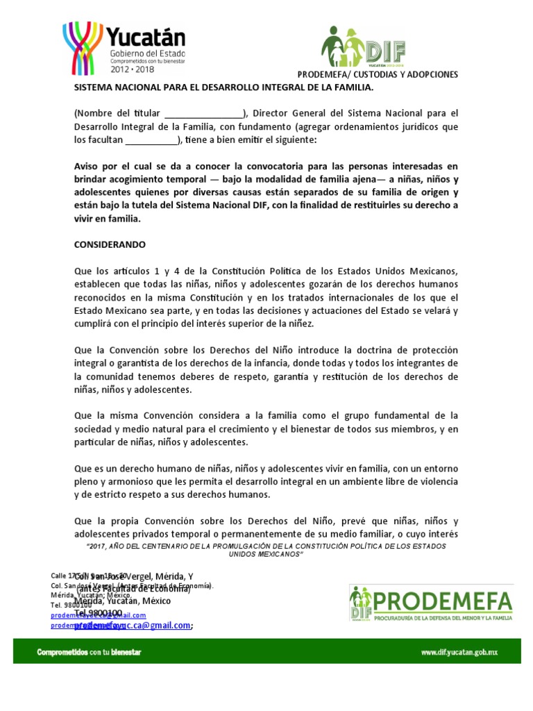 Convocatoria Programa Fam de Acogida | PDF | Adopción | Derechos de los niños