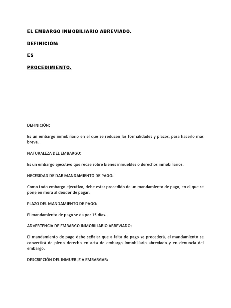 Embargo Inmobiliario Abreviado. | PDF | Gobierno | Justicia