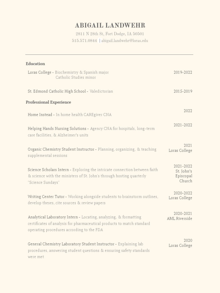 CV Abigail Landwehr 1 | PDF | Family Medicine | Physician