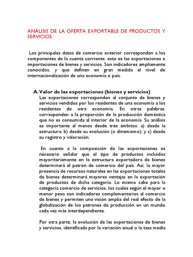 Análisis de La Oferta Exportable de Productos y Servicios | PDF ...