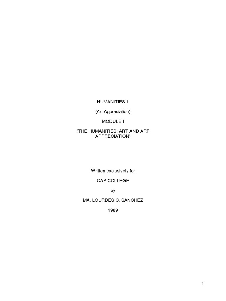 Humanities1 Module1 | PDF | The Arts | Aesthetics