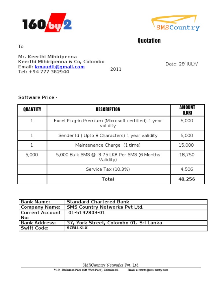 Quotation for Software and SMS Services | PDF