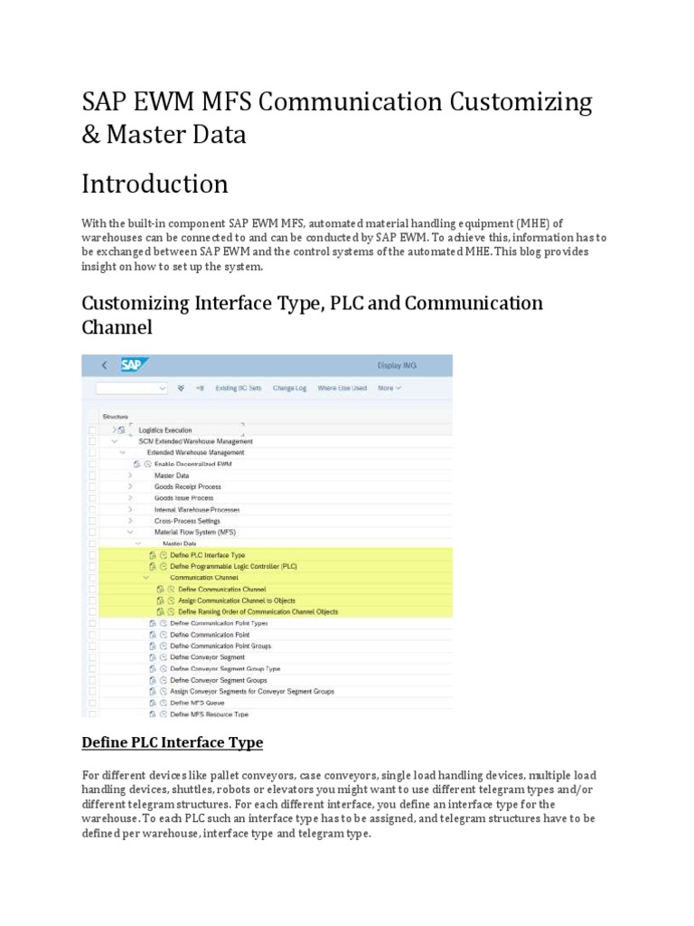 SAP EWM-MFS - Master Data - Processing Telegram | PDF | Transmission ...