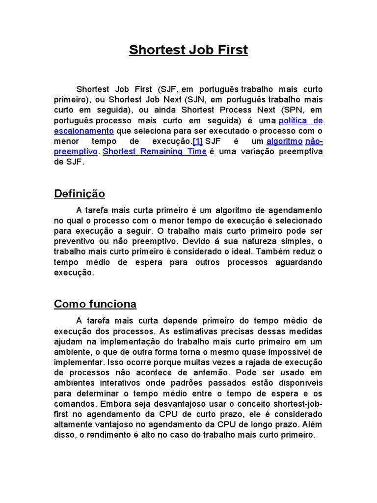 Entendendo o Algoritmo Shortest Job First | PDF | Agendamento ...