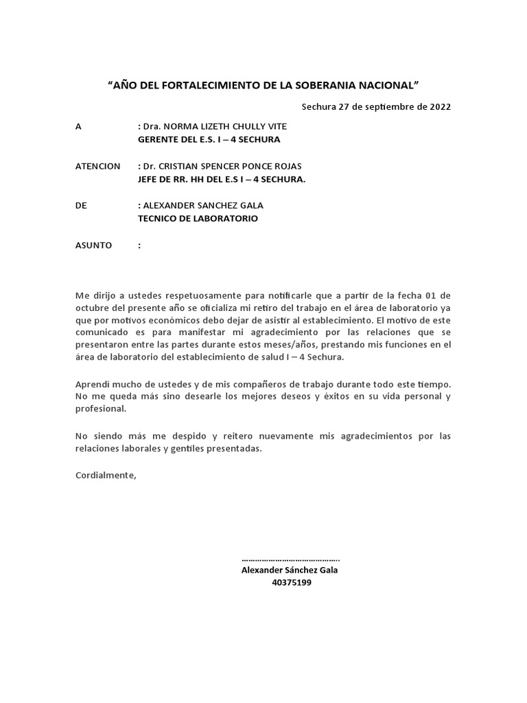 Carta De Despido Pdf