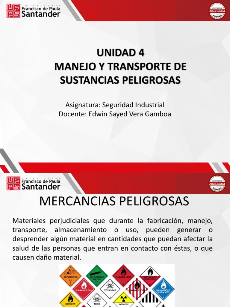 Manejo y Transporte de Sustancias Peligrosas | Descargar gratis PDF | Materiales | Química