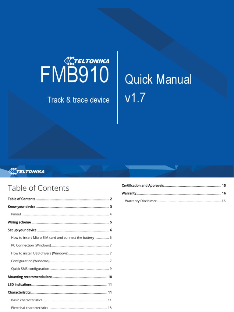 FMB910 Quick Manual v1.7 | PDF