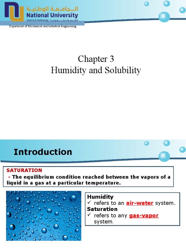 Chapter 3 (Humidity and Solubility) | PDF | Humidity | Water Vapor