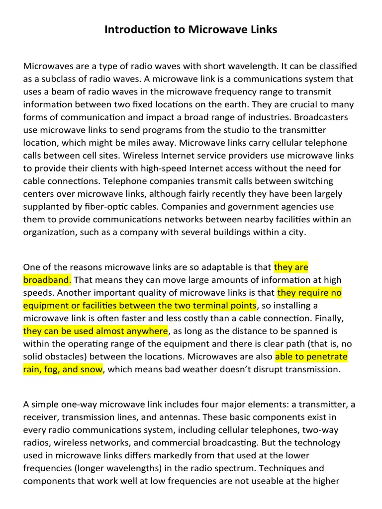 Introduction To Microwave Links | PDF | Microwave | Radio