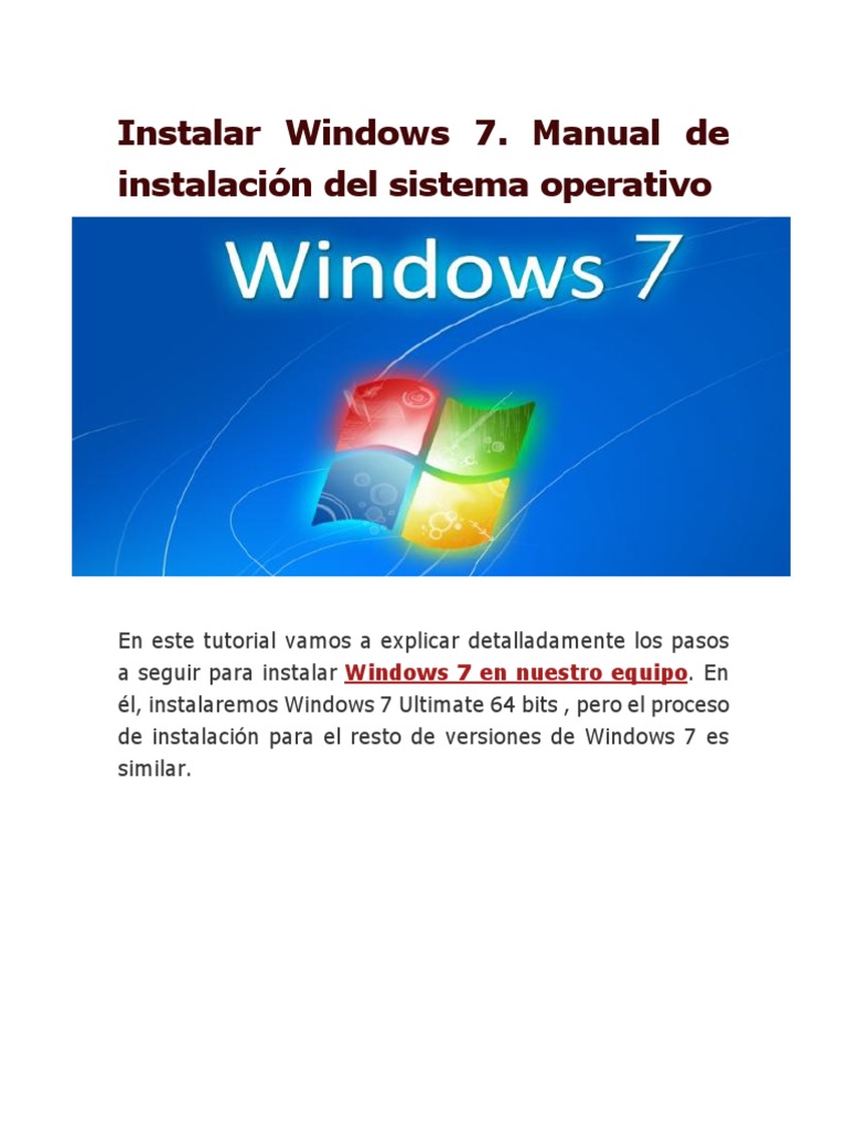 Manual de Instalacion Windows 7 | PDF | Windows 7 | Microsoft Windows