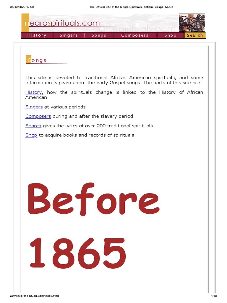 History of Negro Spirituals and Gospel Music | PDF | Hymns | Gospel Music