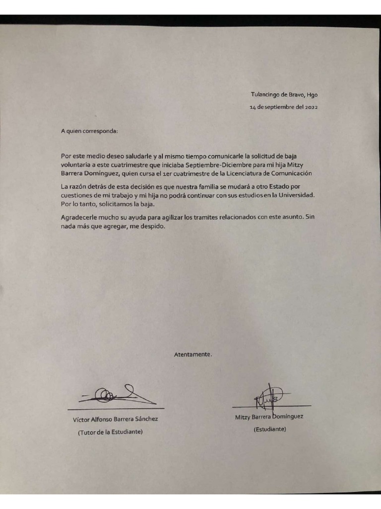 CARTA BAJA DEFINITIVA | PDF