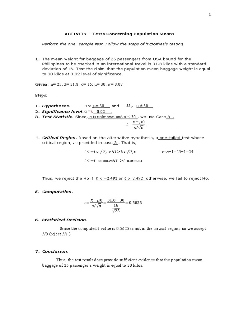 Stats Activity 8 | Download Free PDF | P Value | Hypothesis