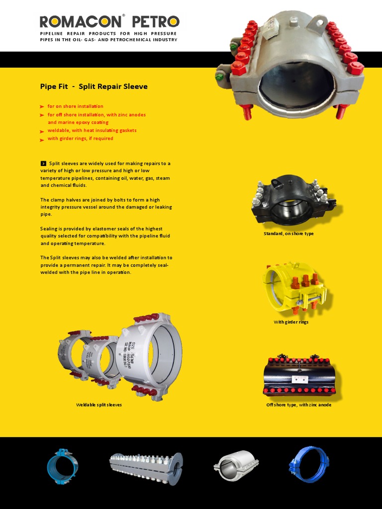 Pipe Fit Split Repair Sleeve | PDF | Pipe (Fluid Conveyance) | Welding