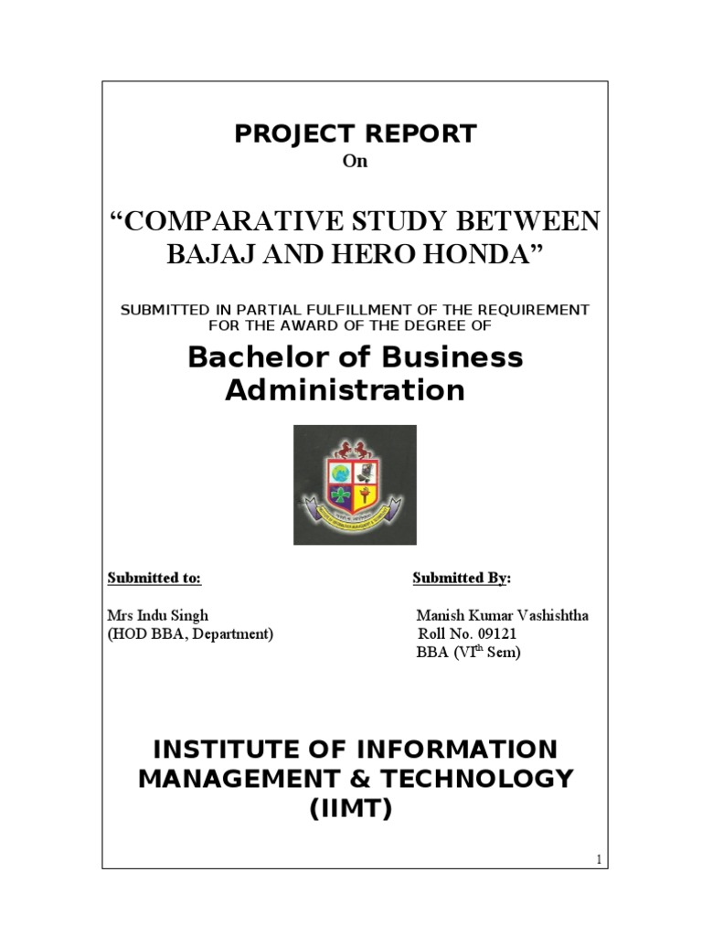 "Comparative Study Between Bajaj and Hero Honda": Project Report | PDF ...