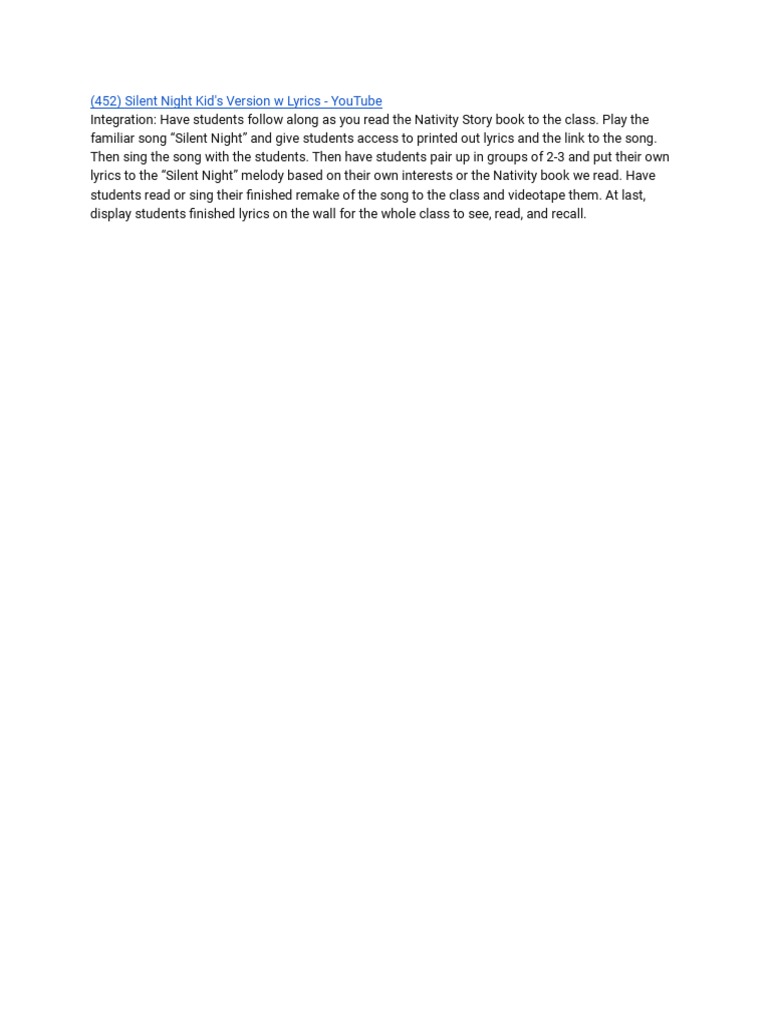 Thematic Unit Song 1 | PDF | Language Arts & Discipline