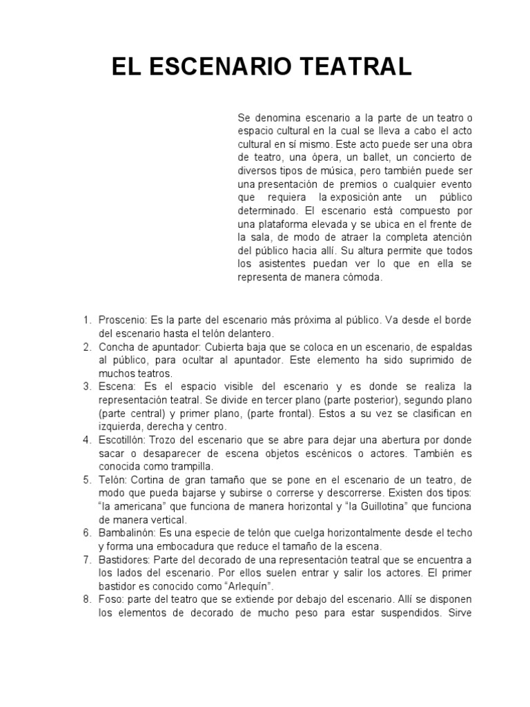 El Escenario Teatral | PDF | Teatro