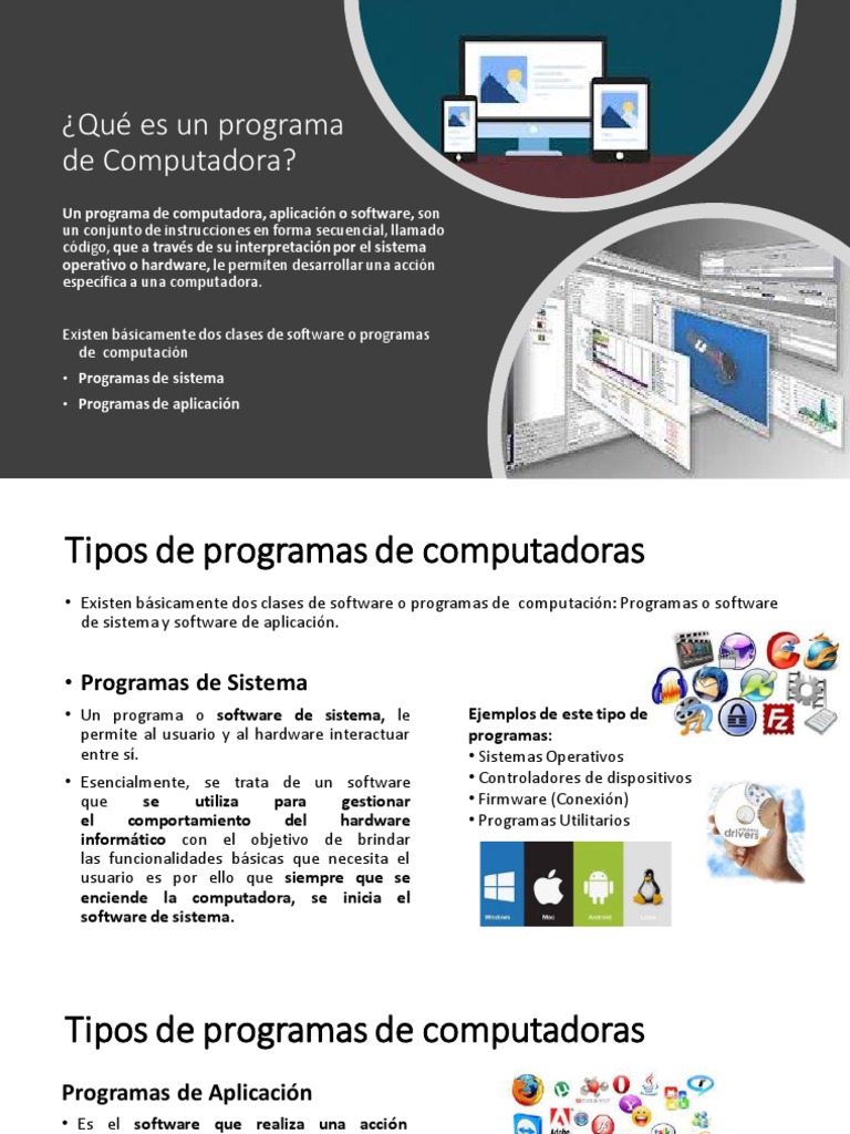 Los dos tipos principales de programas de computadora: programas de ... Los dos tipos principales de programas de computadora: programas de ...
