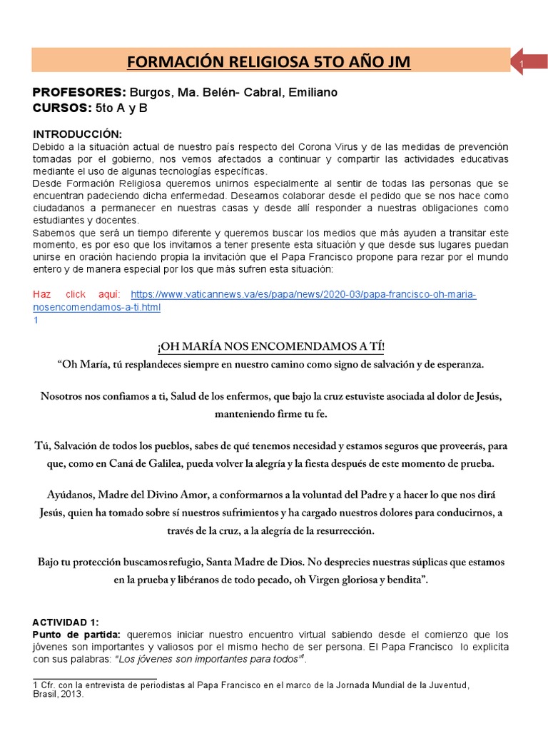Formacion Religiosa | PDF | Papa Francisco