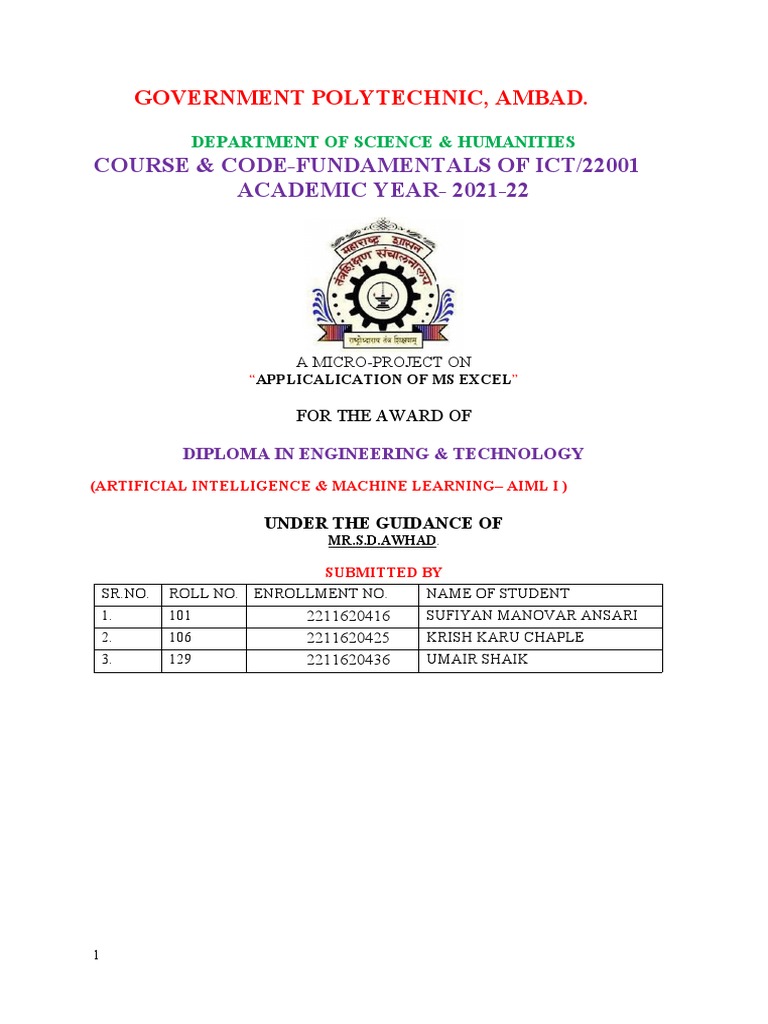 Ict 1 | PDF | Microsoft Excel | Spreadsheet
