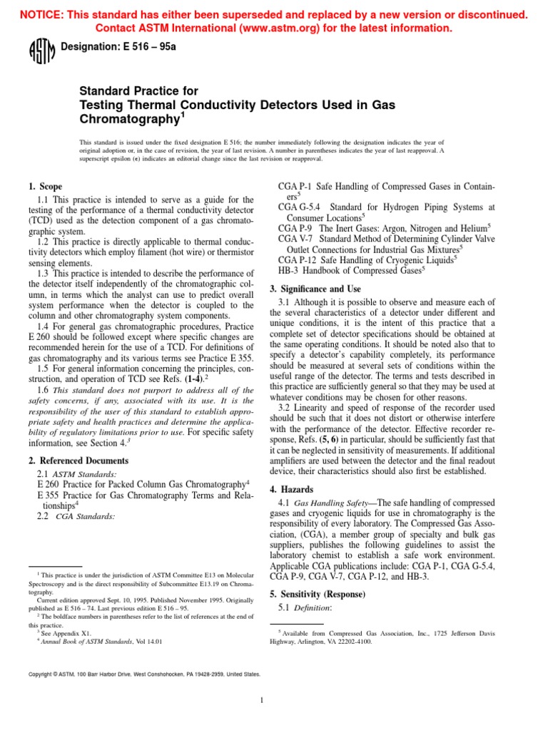 Testing Thermal Conductivity Detectors Used in Gas Chromatography | PDF ...