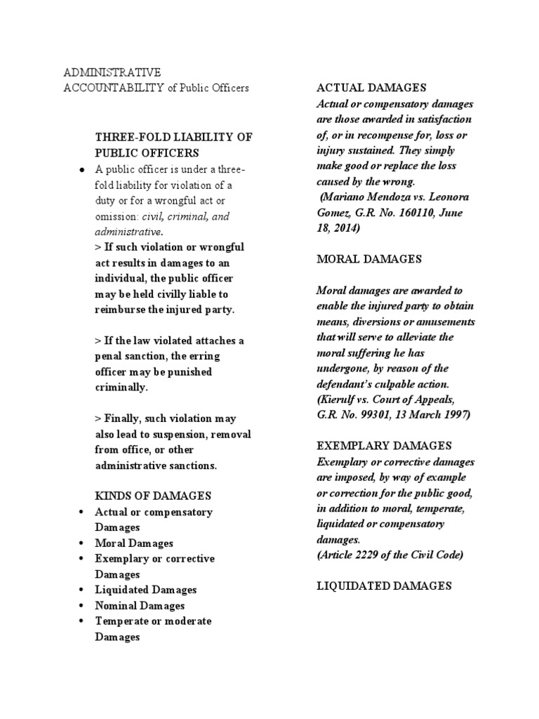 Public Officers' Accountability Explained | PDF | Damages | Jurisdiction