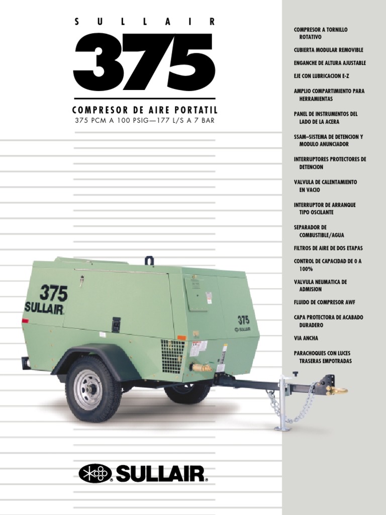 SULLAIR Compresor 375 | PDF | Tornillo | Eje